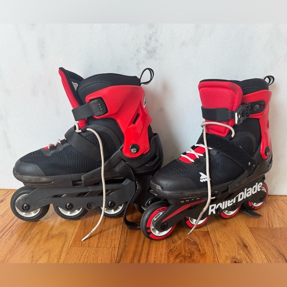 Other | Youth Adjustable Rollerblade Black And Red Inline Skates | Poshmark